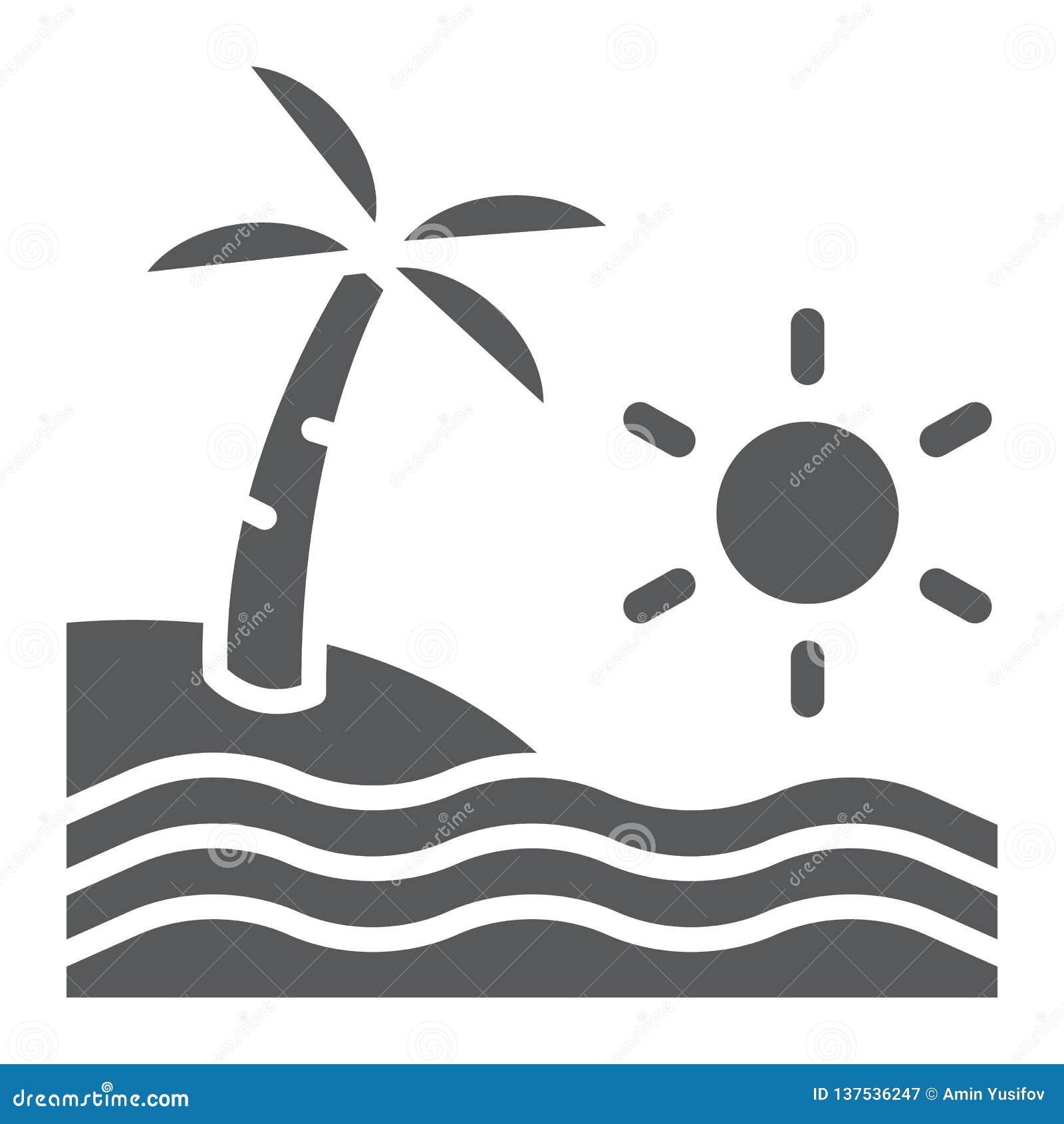 Beach Glyph Icon, Travel and Vacation, Sea Sign, Vector Graphics, a ...