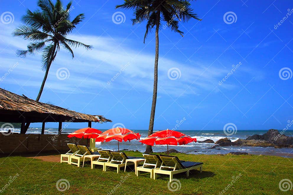 The beach of Goa-India. stock image. Image of sand, umbrella - 5442767