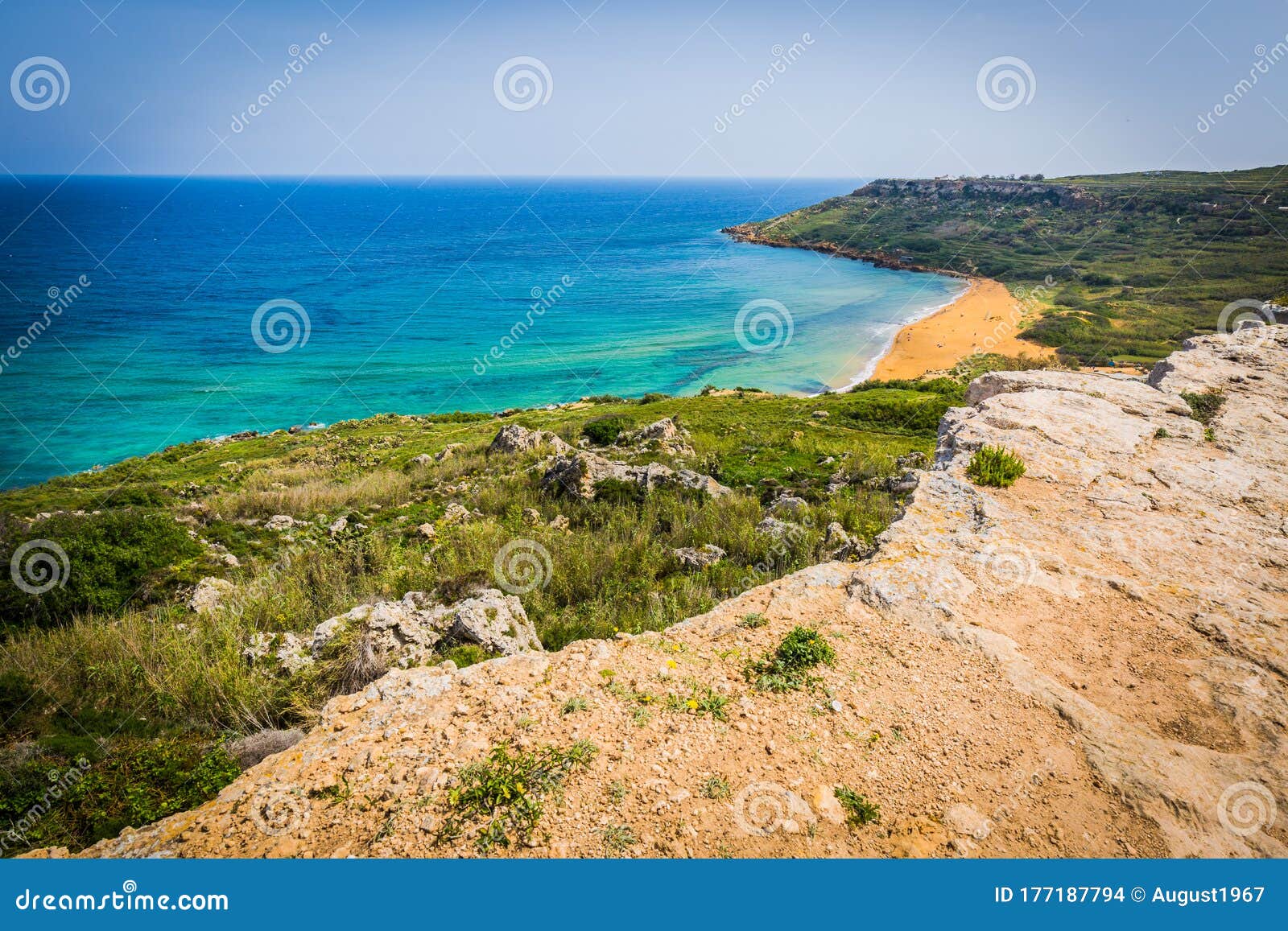 Gozo beach stock photo. Image of church, hill, famous - 177187794