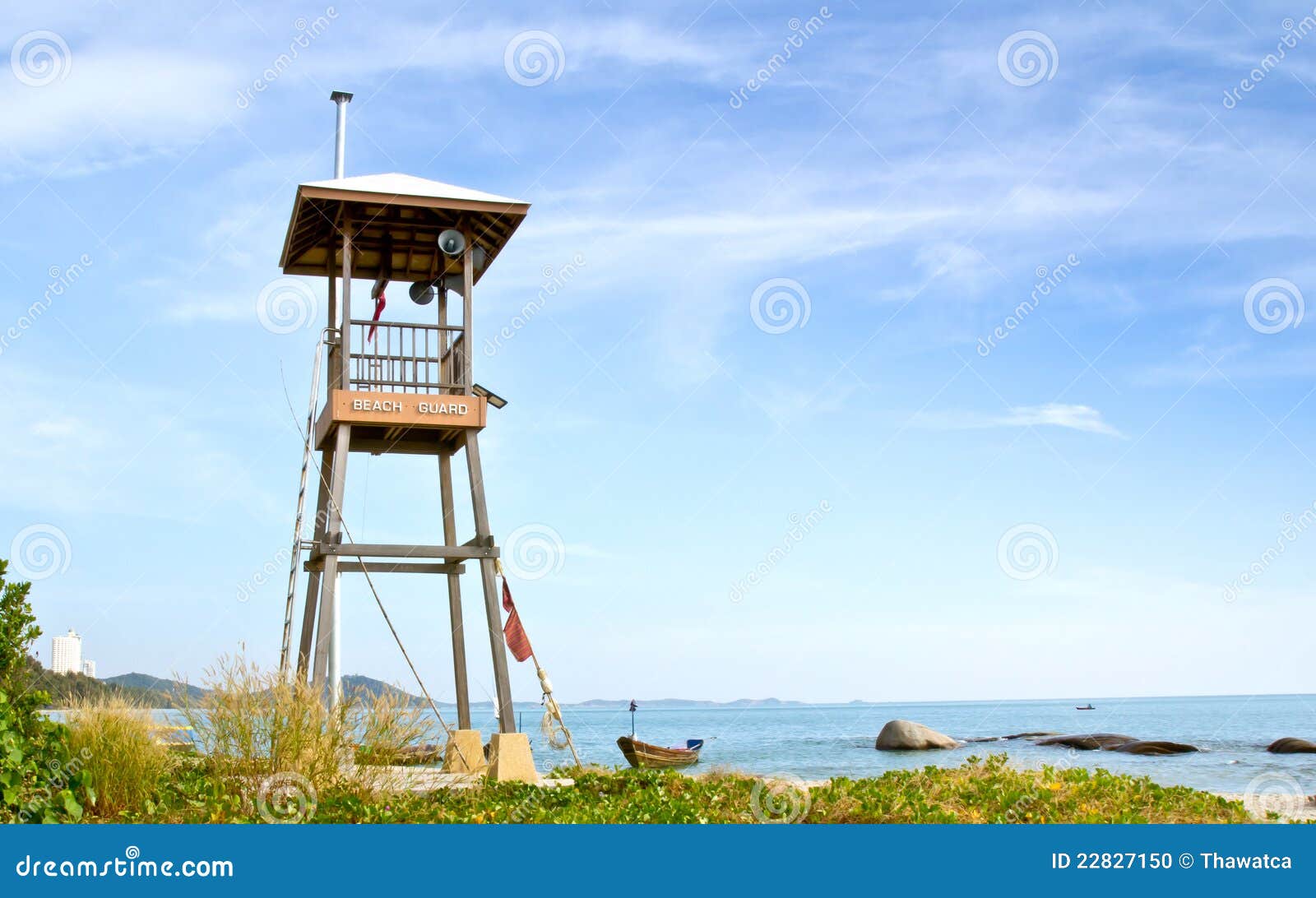 Beach guard tower stock photo. Image of broken, cloud - 22827150