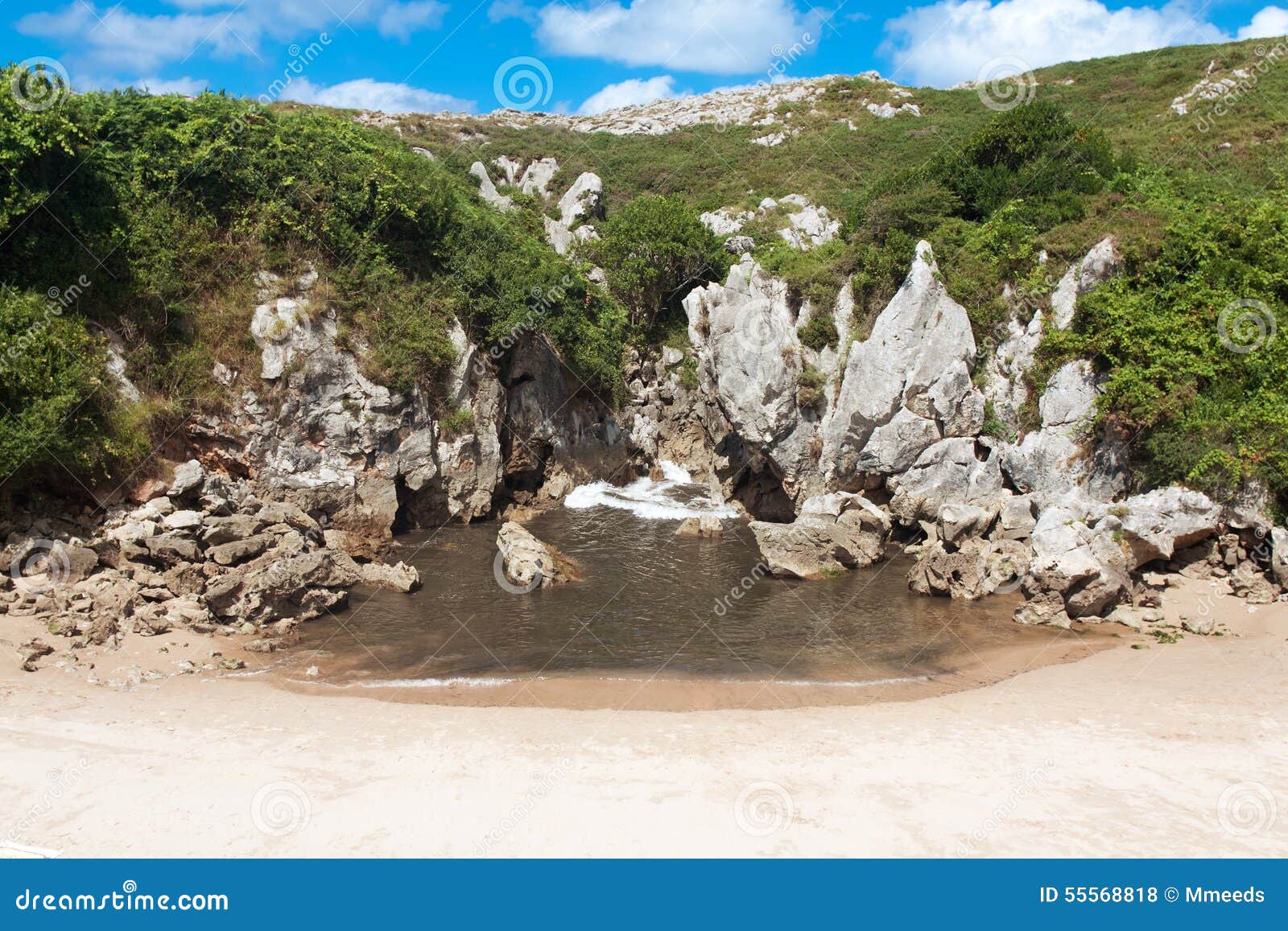 The Beach Gulpiyuri, Asturias. Spain Stock Photo - Image of ocean ...