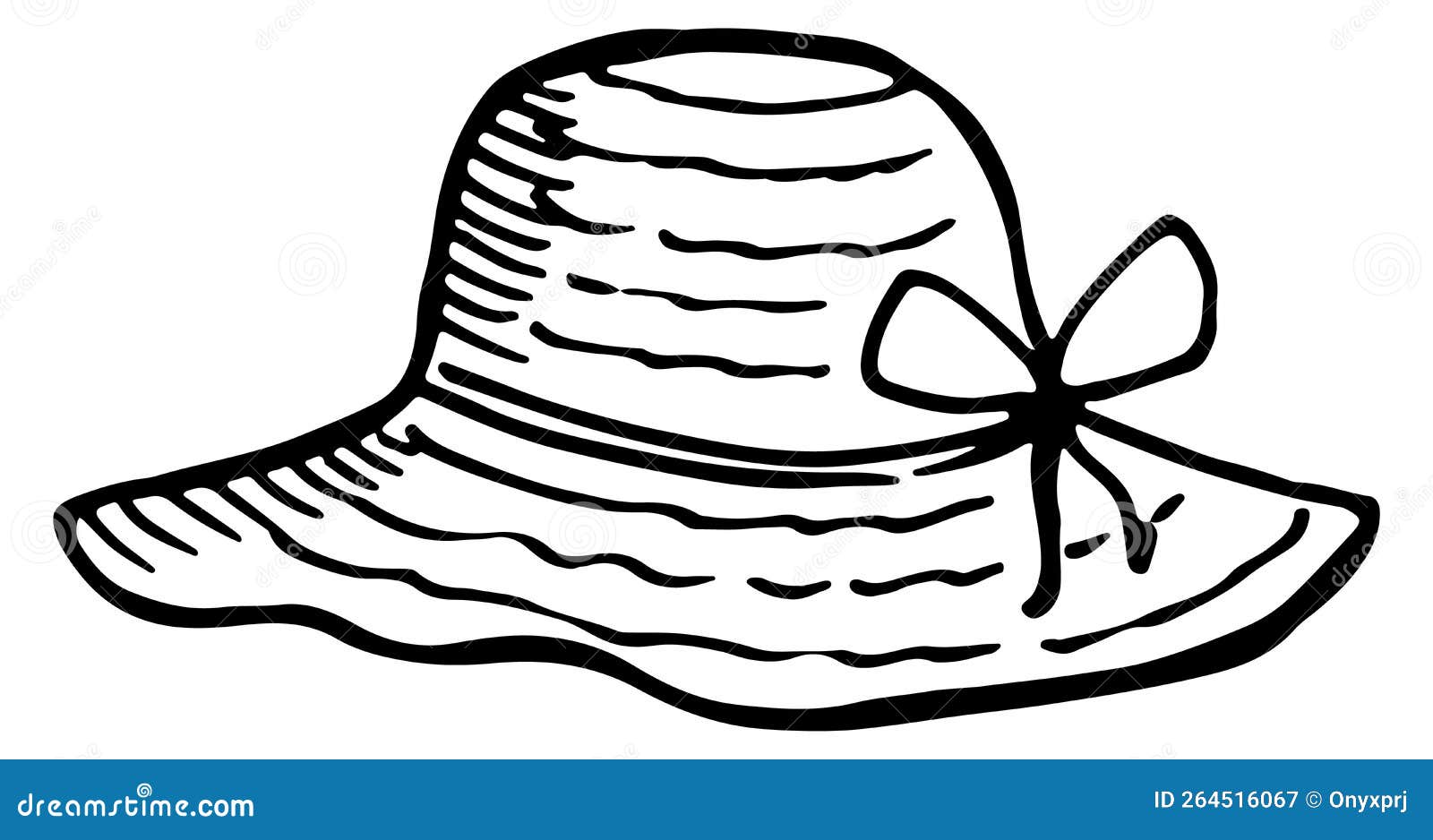 Beach Hat Sketch. Summer Straw Panama Drawing Stock Vector ...