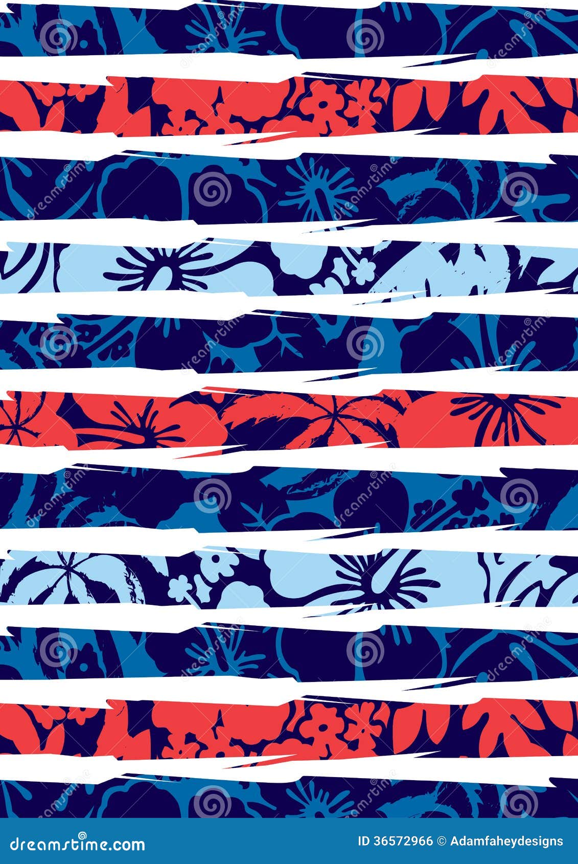 Beach Hibiscus and Stripes. Stock Vector - Illustration of flower ...