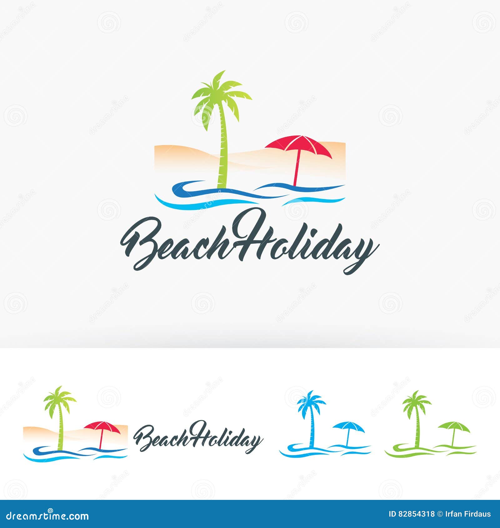 Beach Holiday Vector Logo Design Stock Vector - Illustration of ...