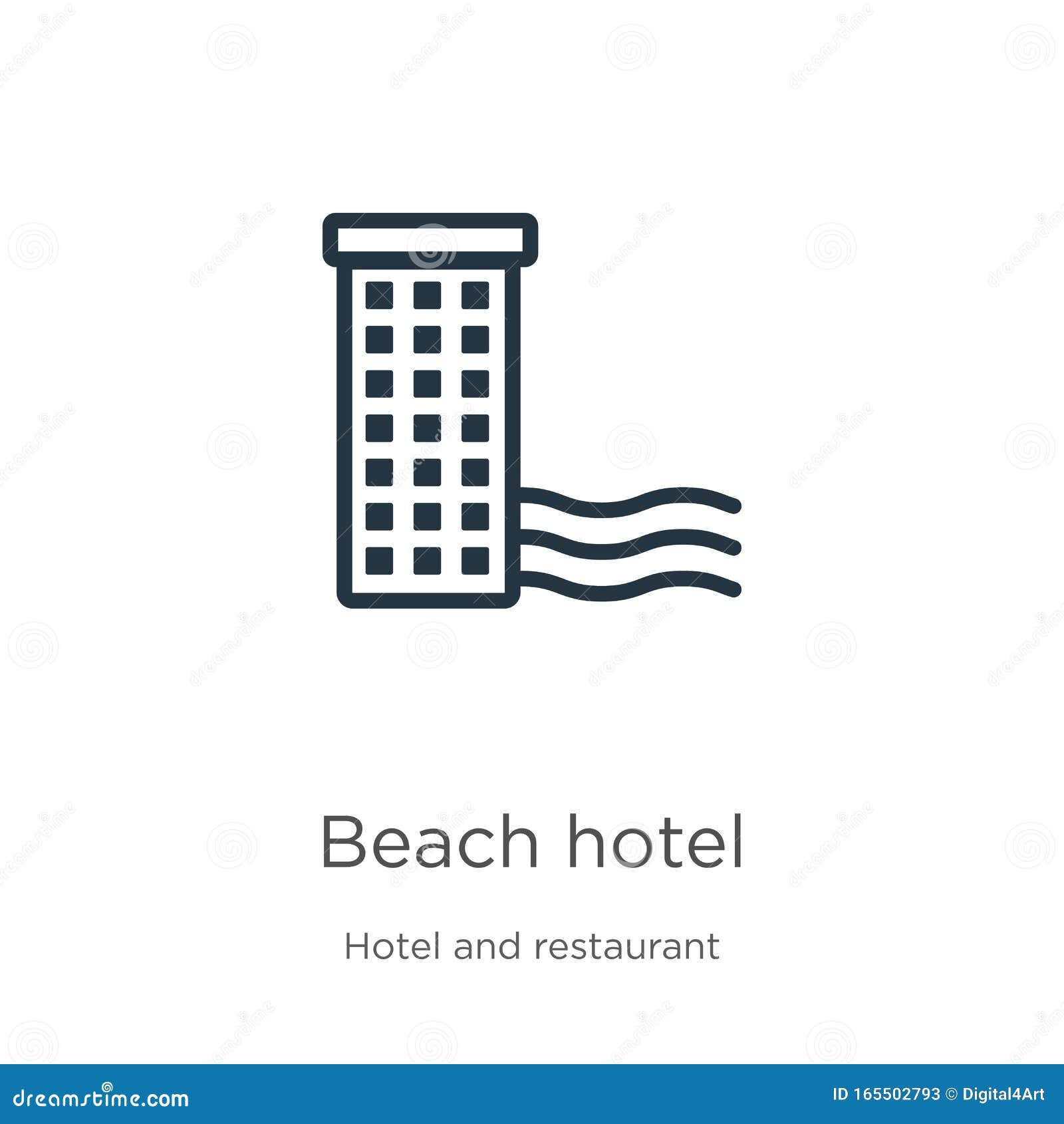 Beach Hotel Icon. Thin Linear Beach Hotel Outline Icon Isolated On ...
