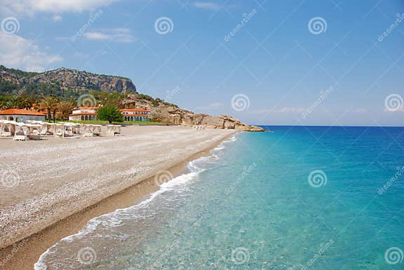 Beach at Hotel in Kiris (Kemer), Turkey Stock Photo - Image of palm ...