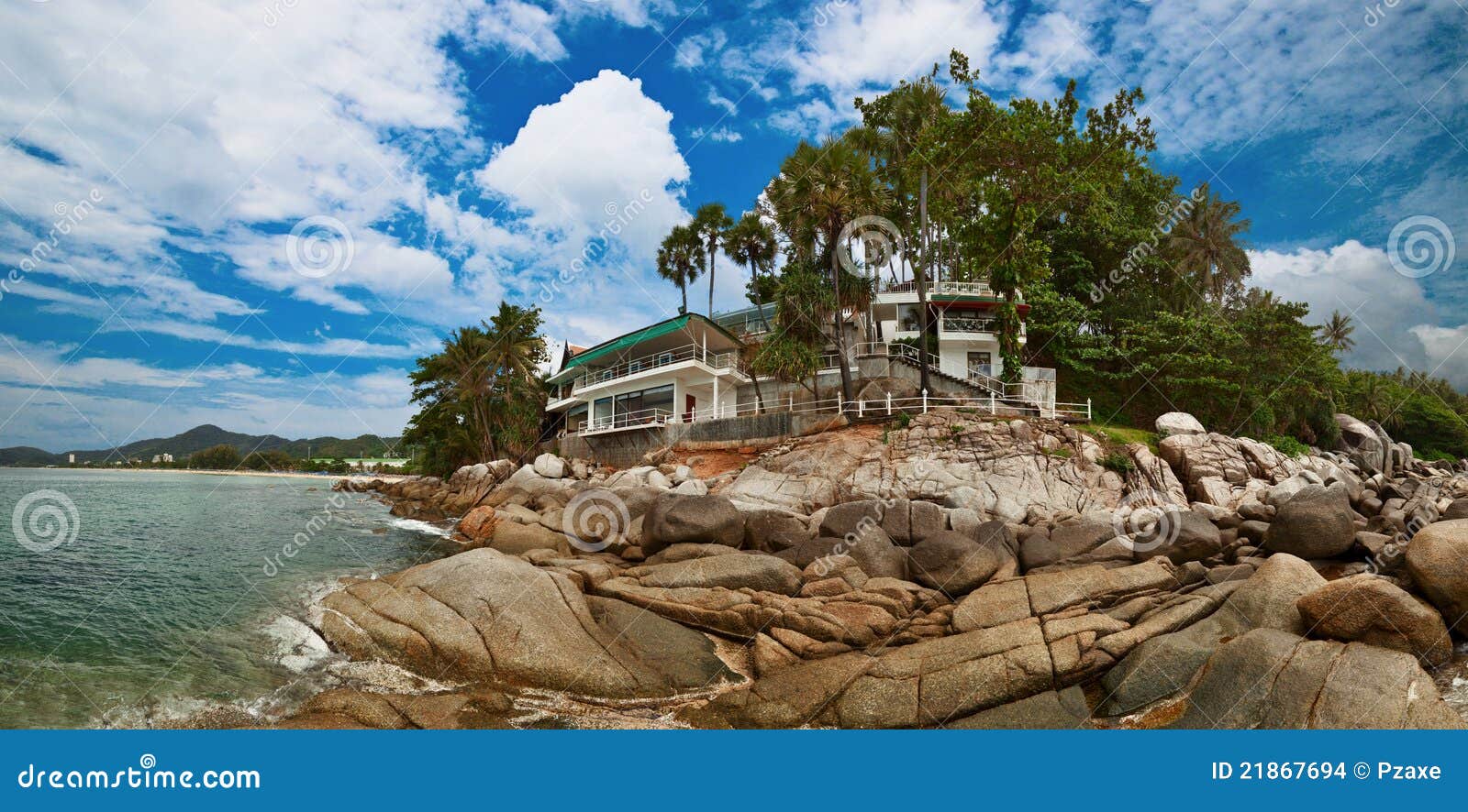 Beach Hotels and Rocks - Thai Landscape Stock Photo - Image of coastal ...