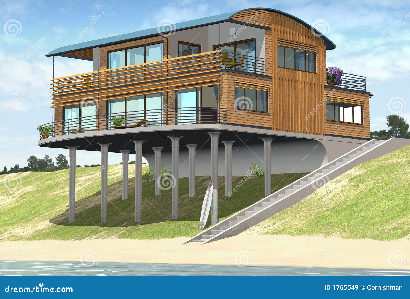 Beach House stock illustration. Illustration of sunbed - 1765549