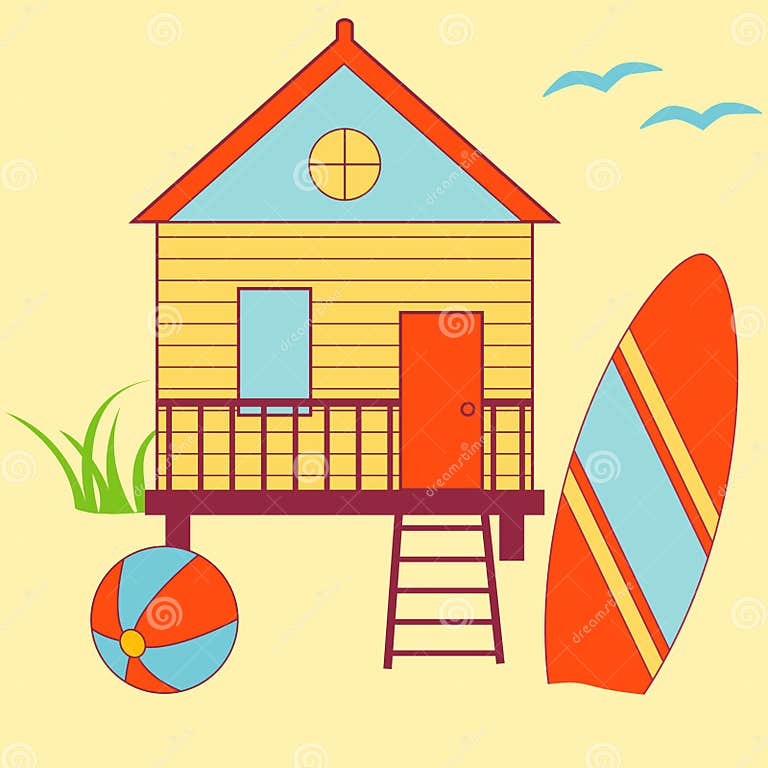 Beach House stock vector. Illustration of summer, vector - 5033410