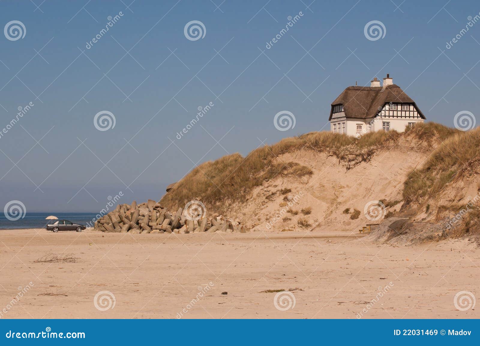Beach house on hill stock image. Image of house, remote - 22031469