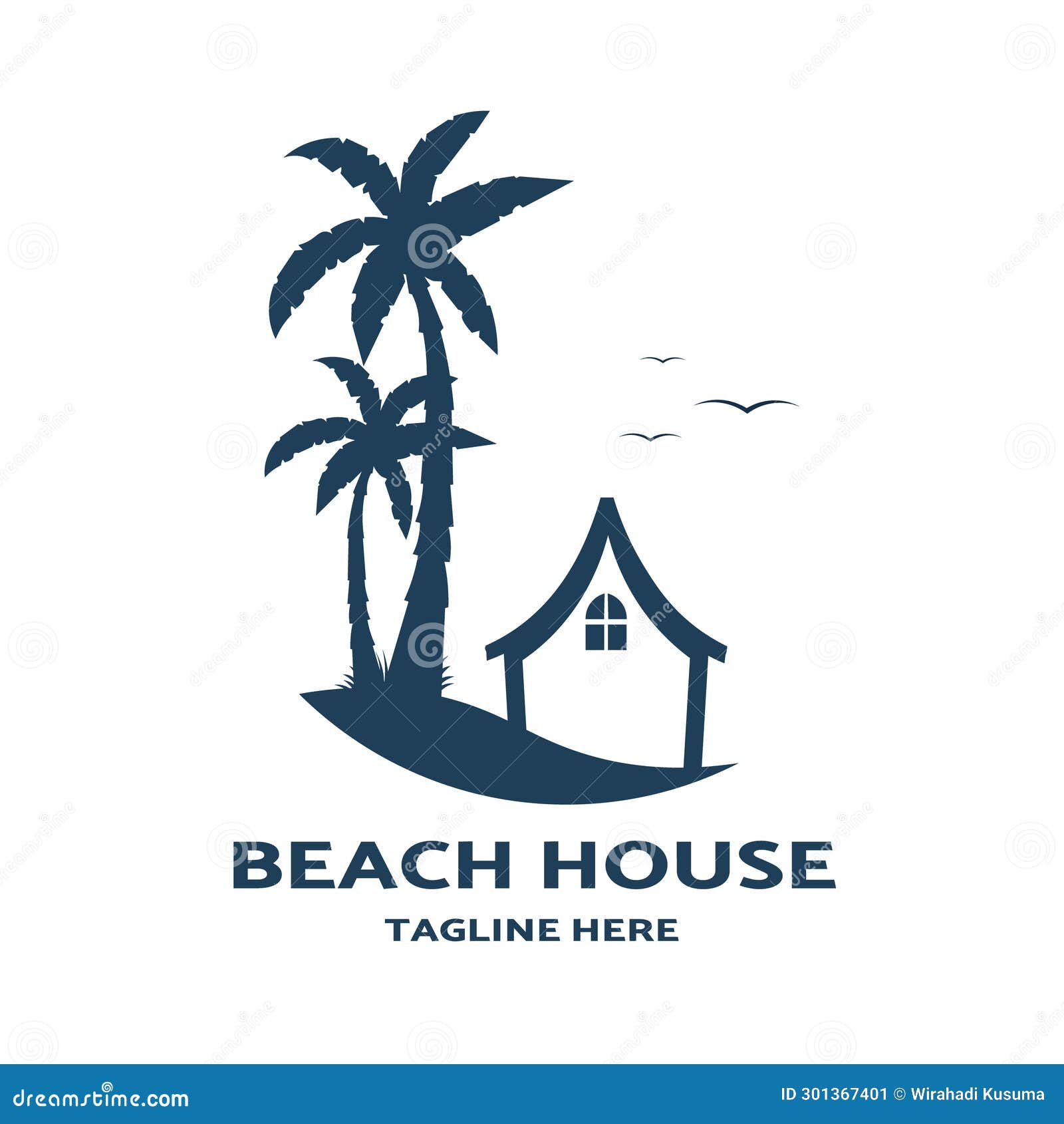 Beach House Logo Design Template Stock Vector - Illustration of island ...