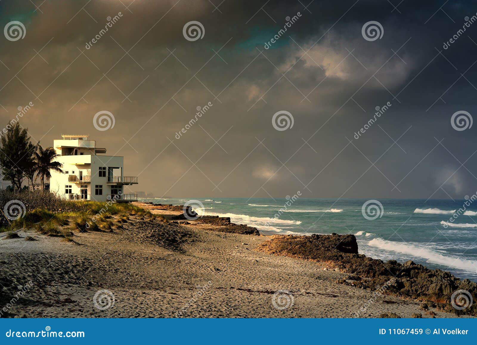 Beach house at storms end stock image. Image of clouds - 11067459