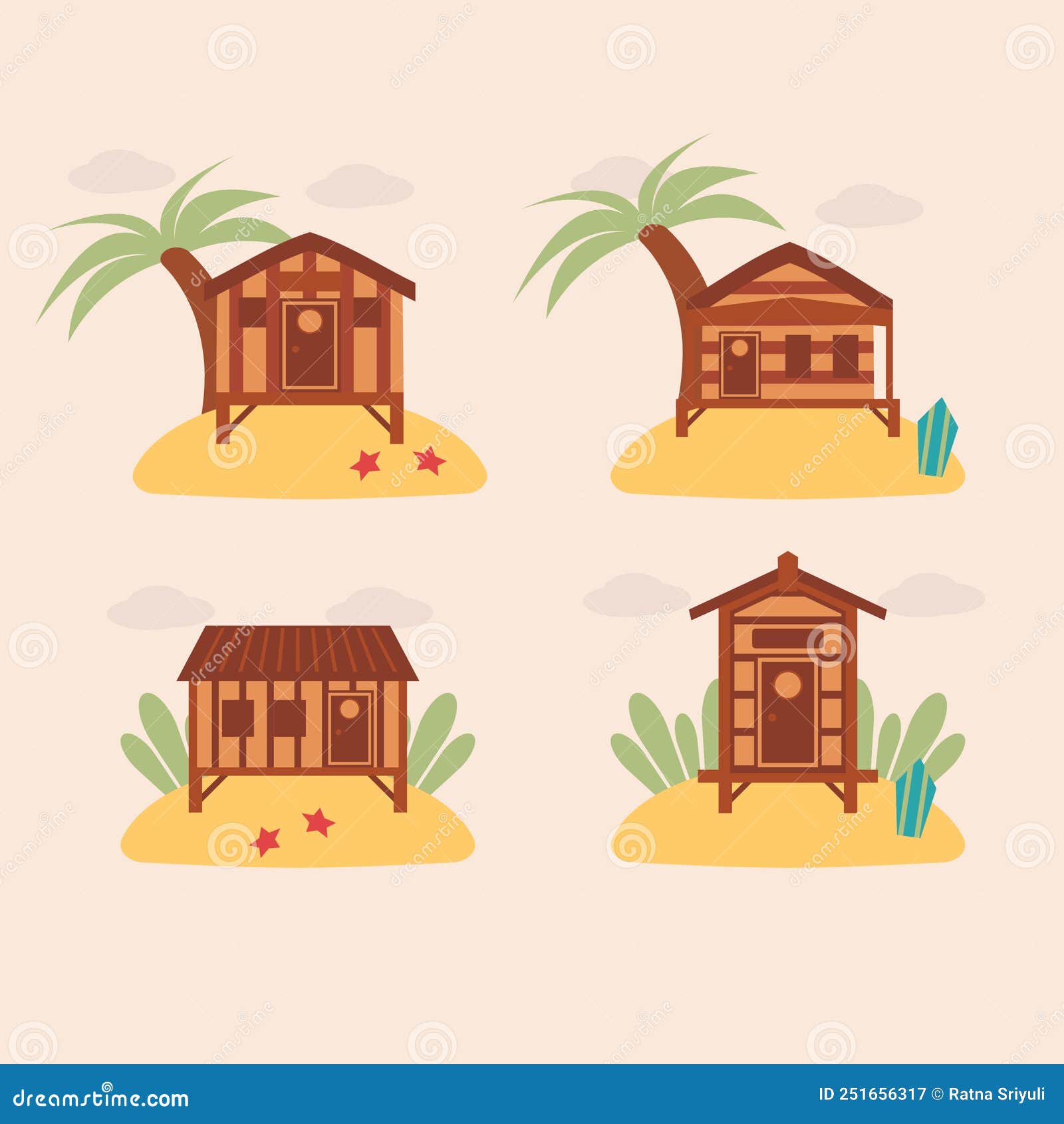 Beach House Vector Design Flat Isolated Illustration Stock Vector ...