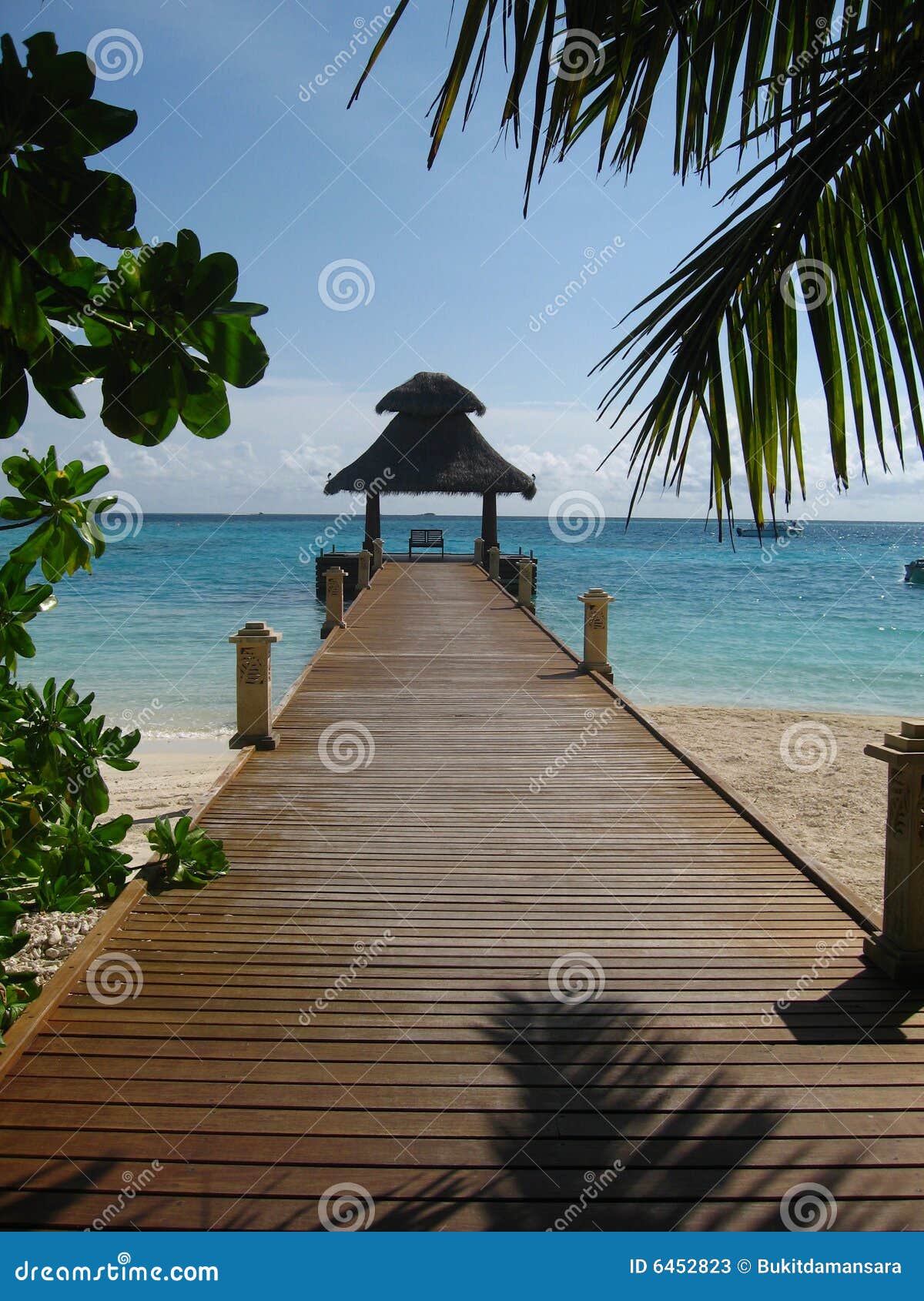 Beach House and Wood Bridge Stock Image - Image of dream, holiday: 6452823
