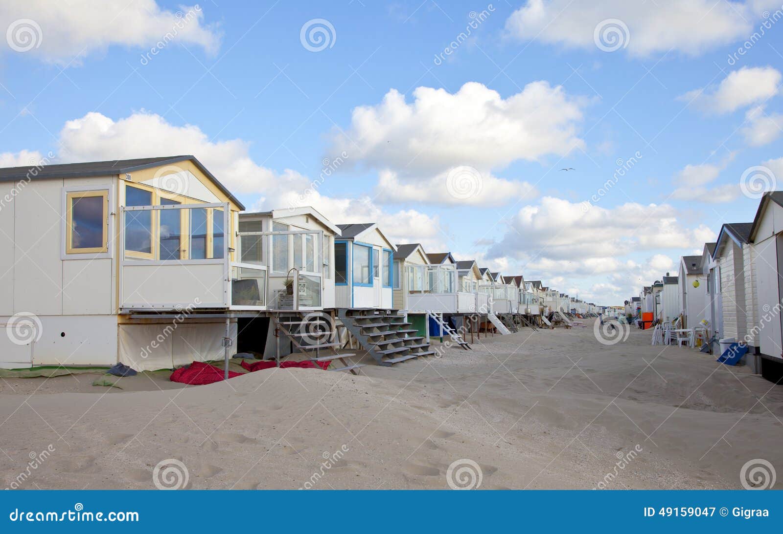 Beach Houses on Beach in a Row Stock Image - Image of sandy ...