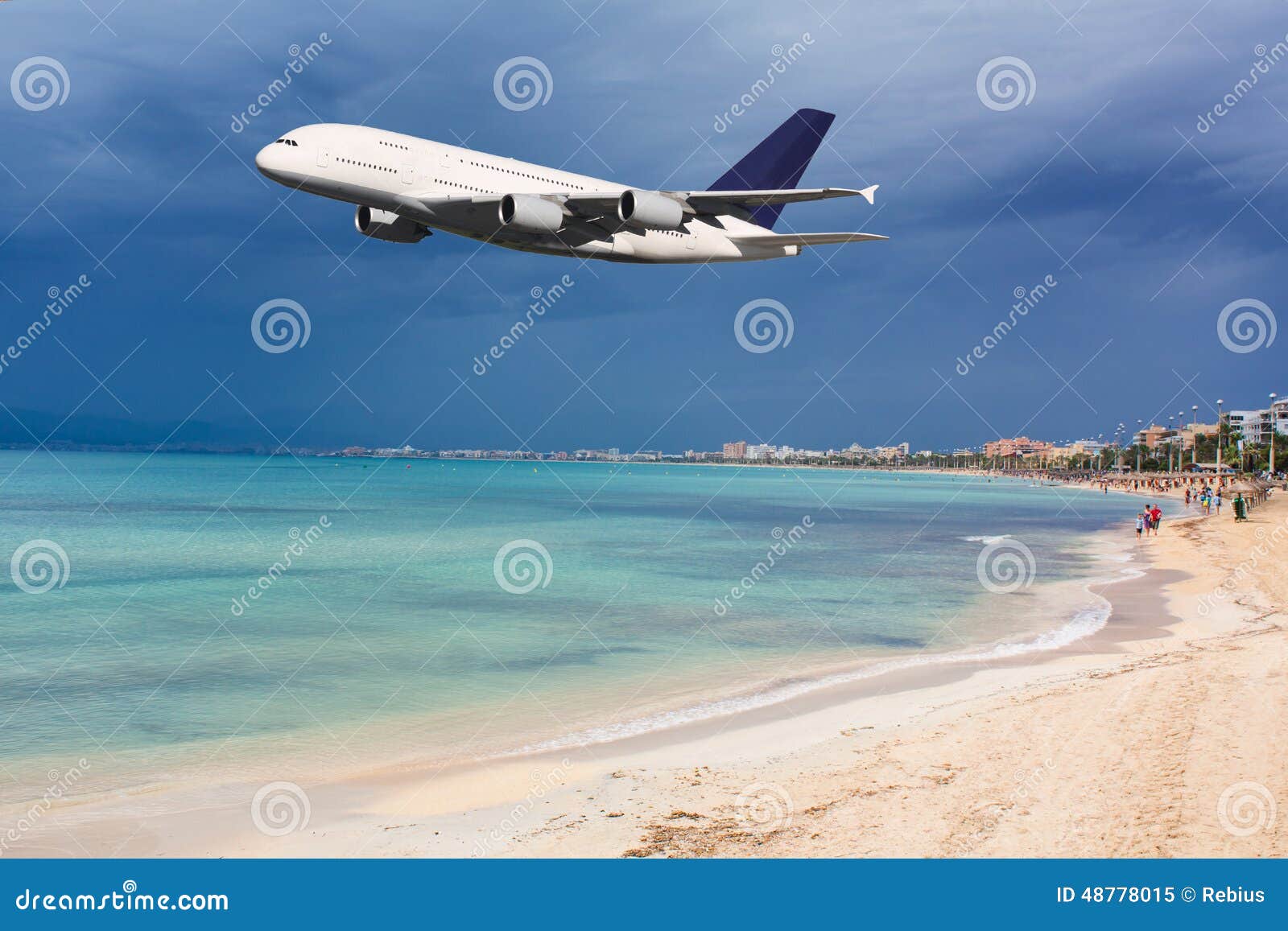 Beach stock image. Image of huge, aircraft, palm, charter - 48778015