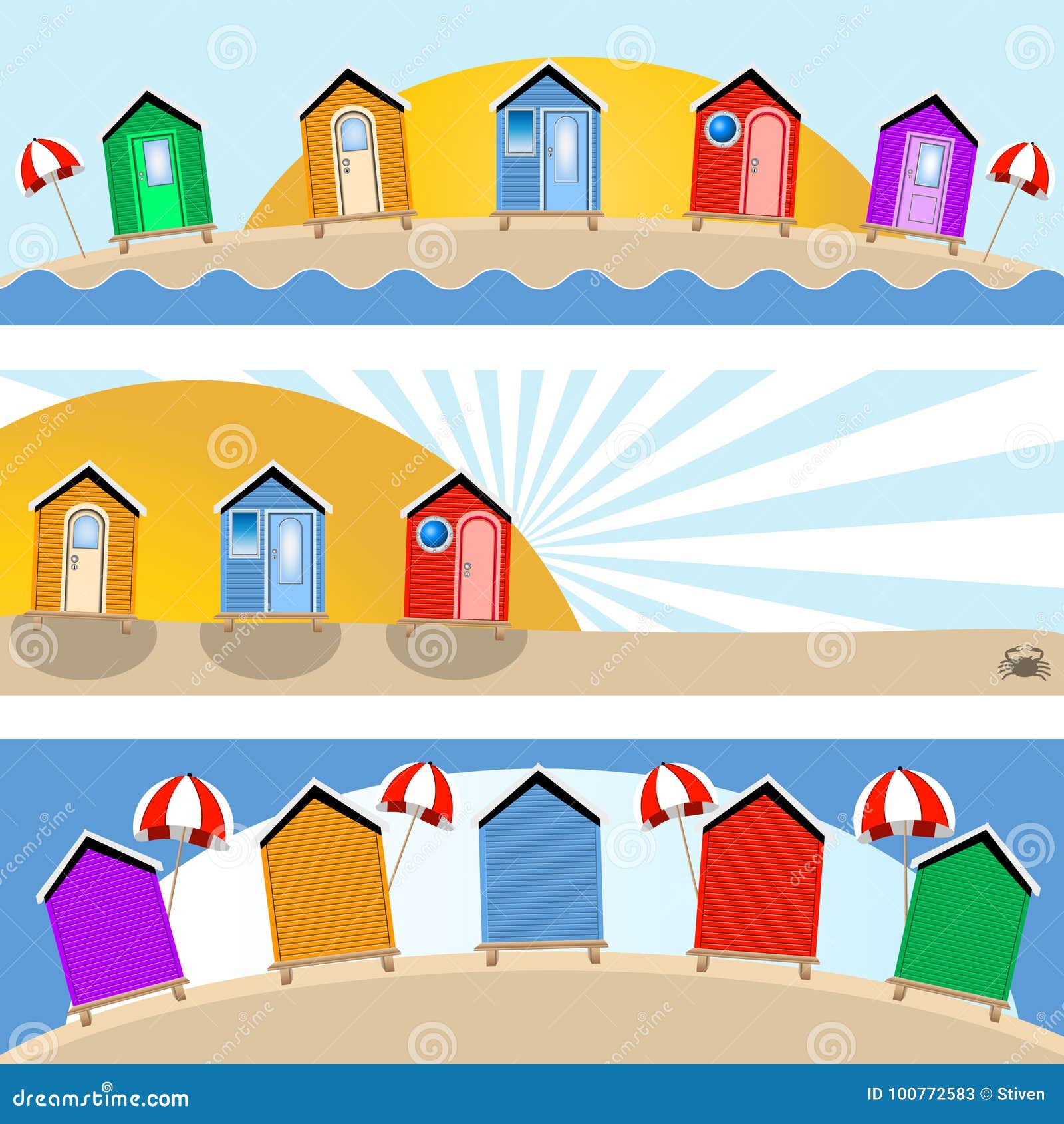 Beach hut banners stock vector. Illustration of vacation - 100772583