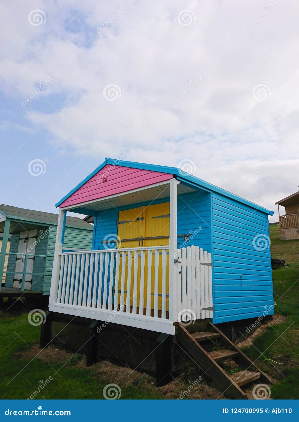 Beach hut stock image. Image of pink, colourfully, beach - 124700995