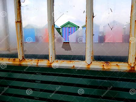 Beach Hut Seen through Smashed Window Stock Image - Image of rust ...