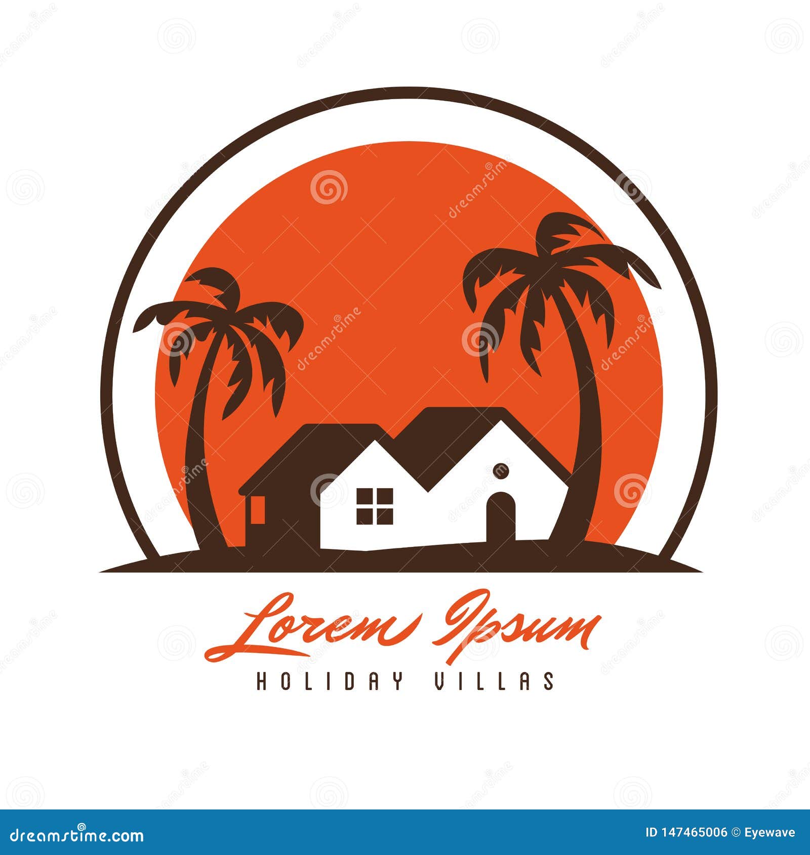 Beach Hut in Sunset Vector Logo Template Stock Vector - Illustration of ...