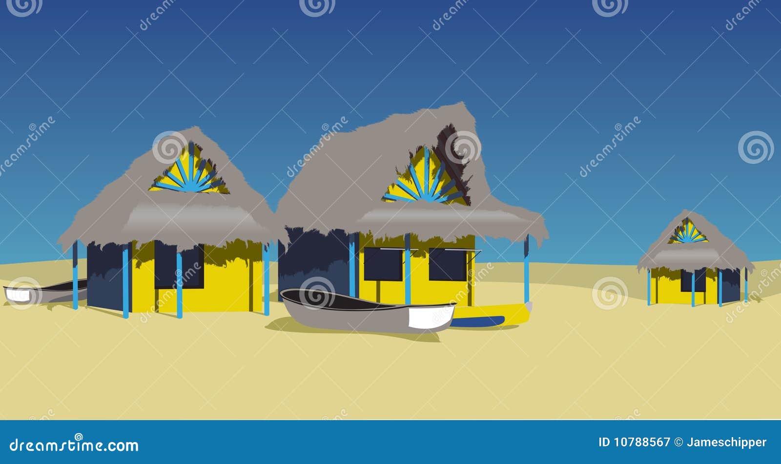 Beach Huts Cartoon Vector | CartoonDealer.com #906989