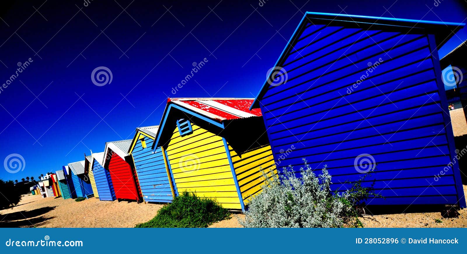 Colorful beach huts stock photo. Image of planking, beach - 28052896
