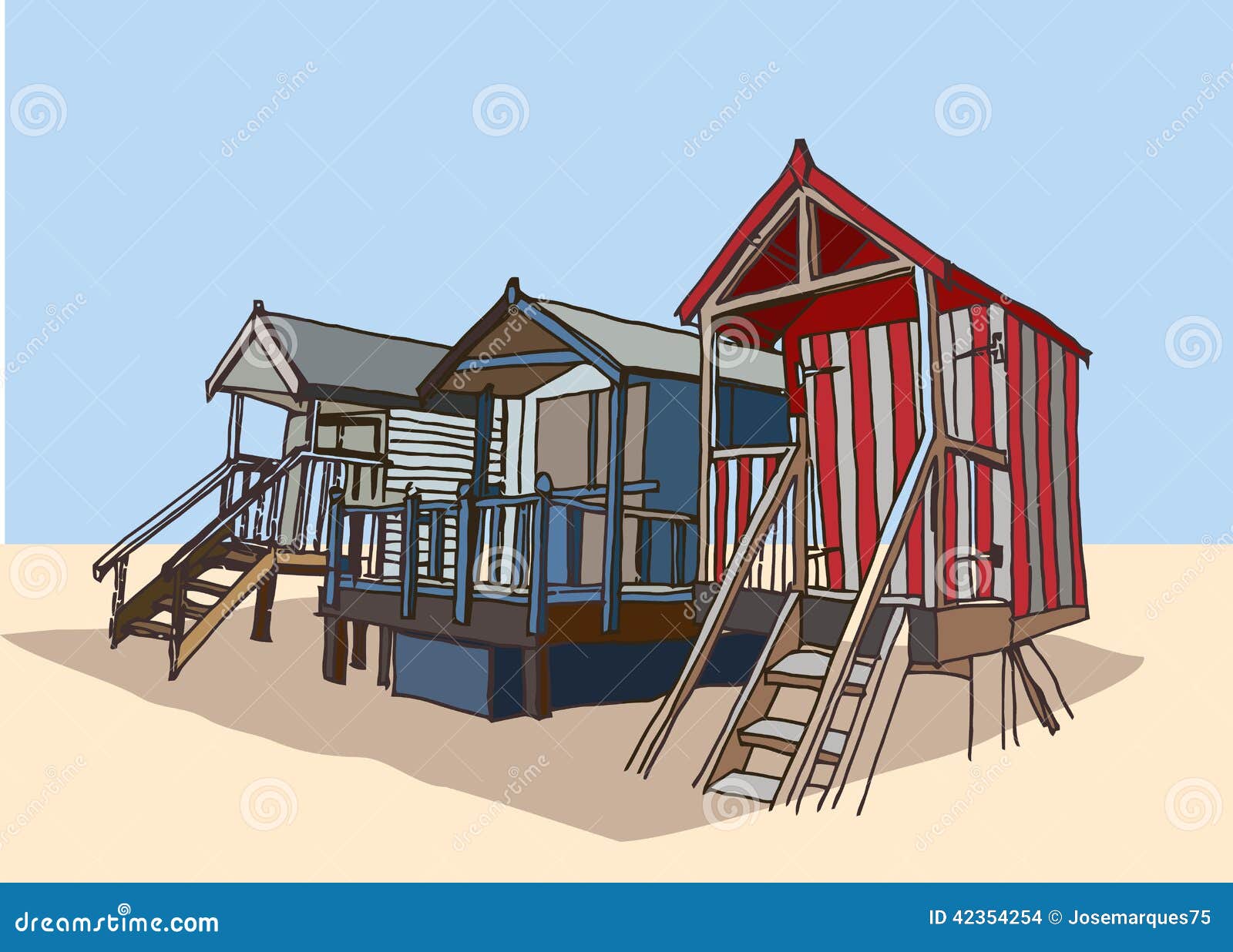 Beach huts stock vector. Illustration of protection, blue - 42354254