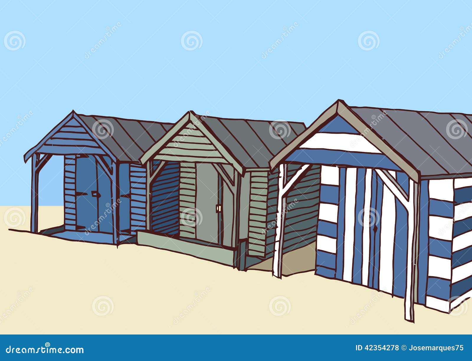 Beach Huts Cartoon Vector | CartoonDealer.com #906989