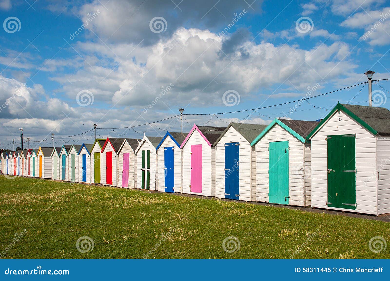 Beach Huts stock image. Image of color, english, beach - 58311445