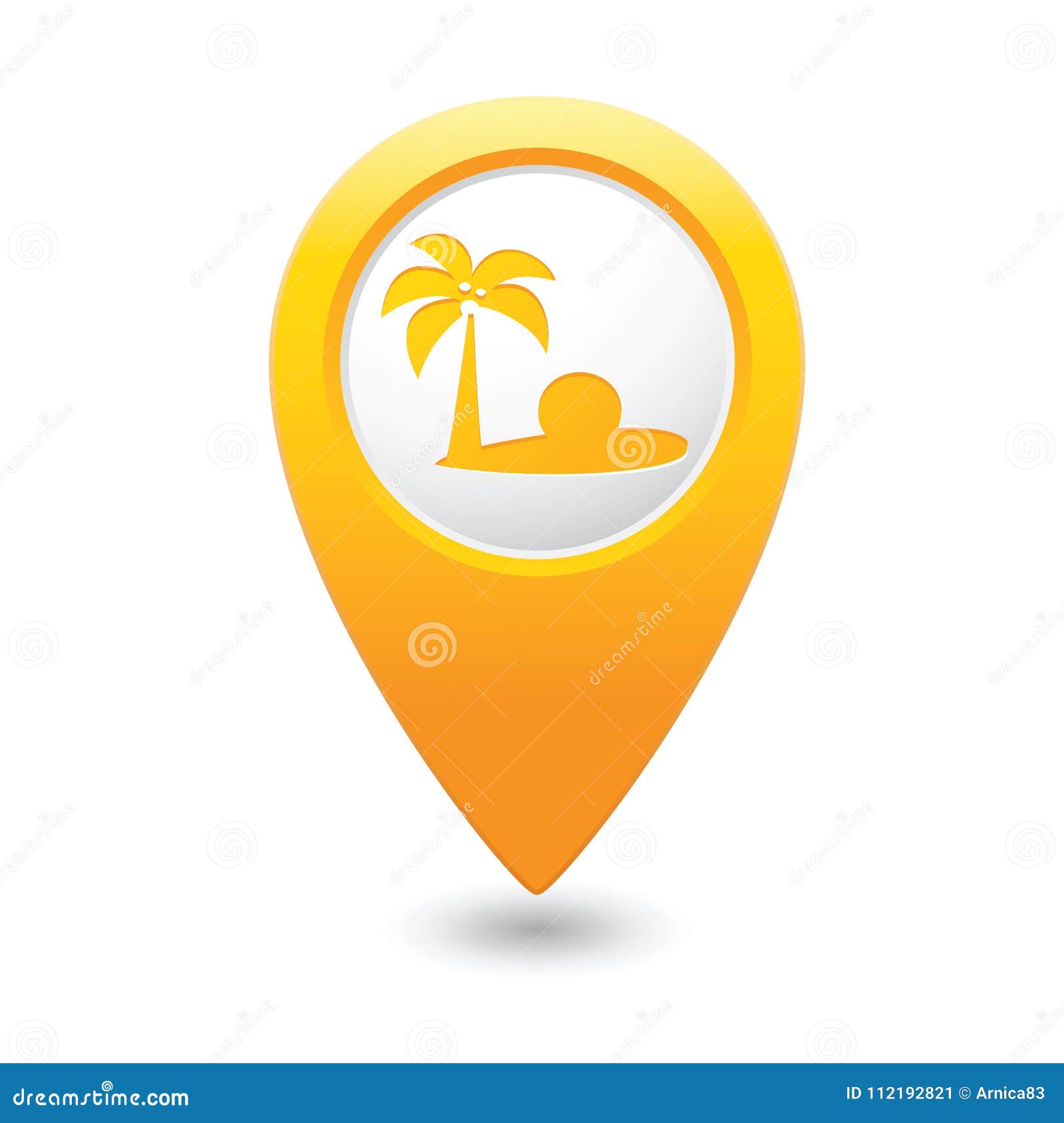 Beach icon on map pointer stock vector. Illustration of holiday - 112192821