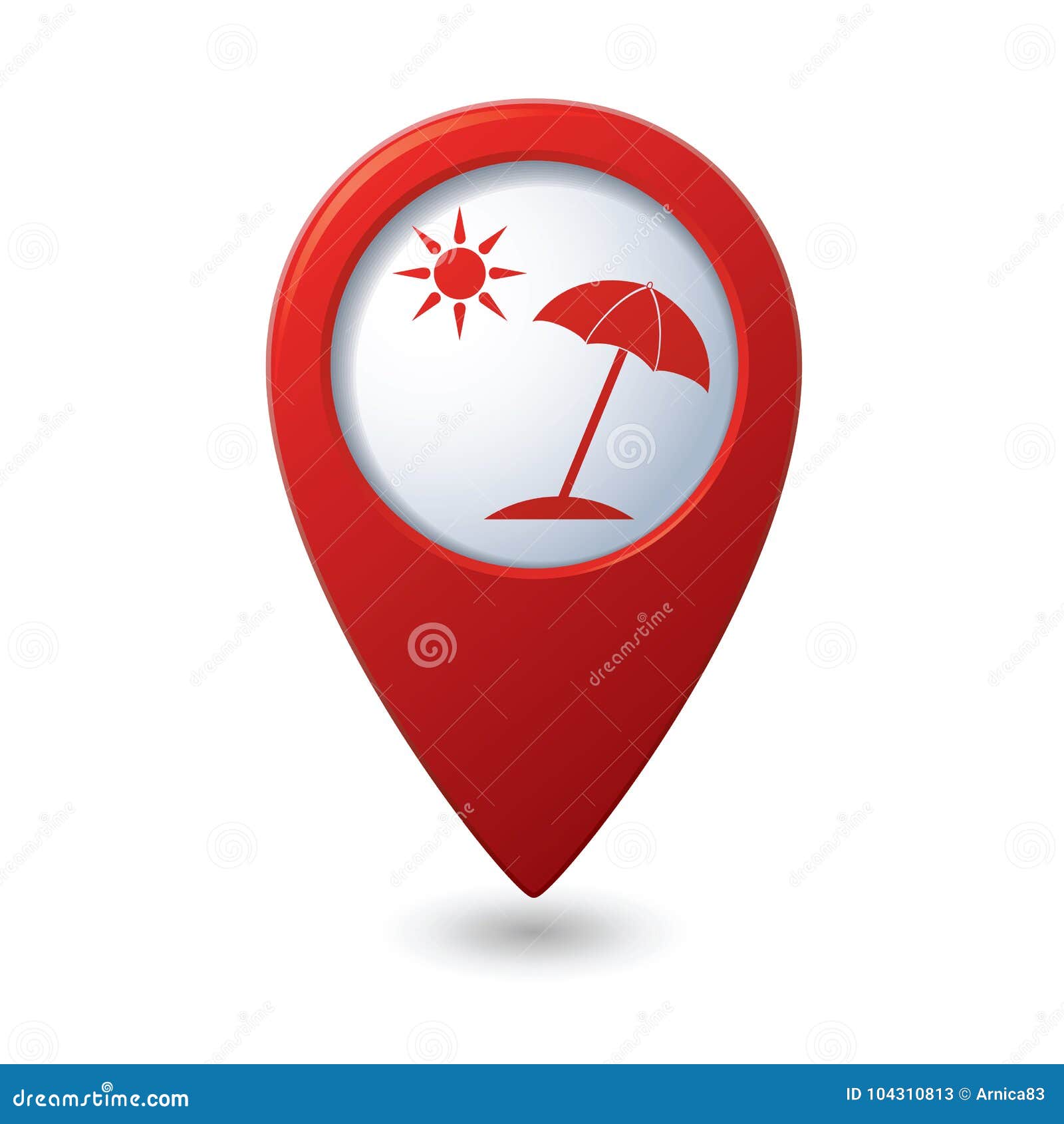 Beach icon on map pointer stock vector. Illustration of graphic - 104310813