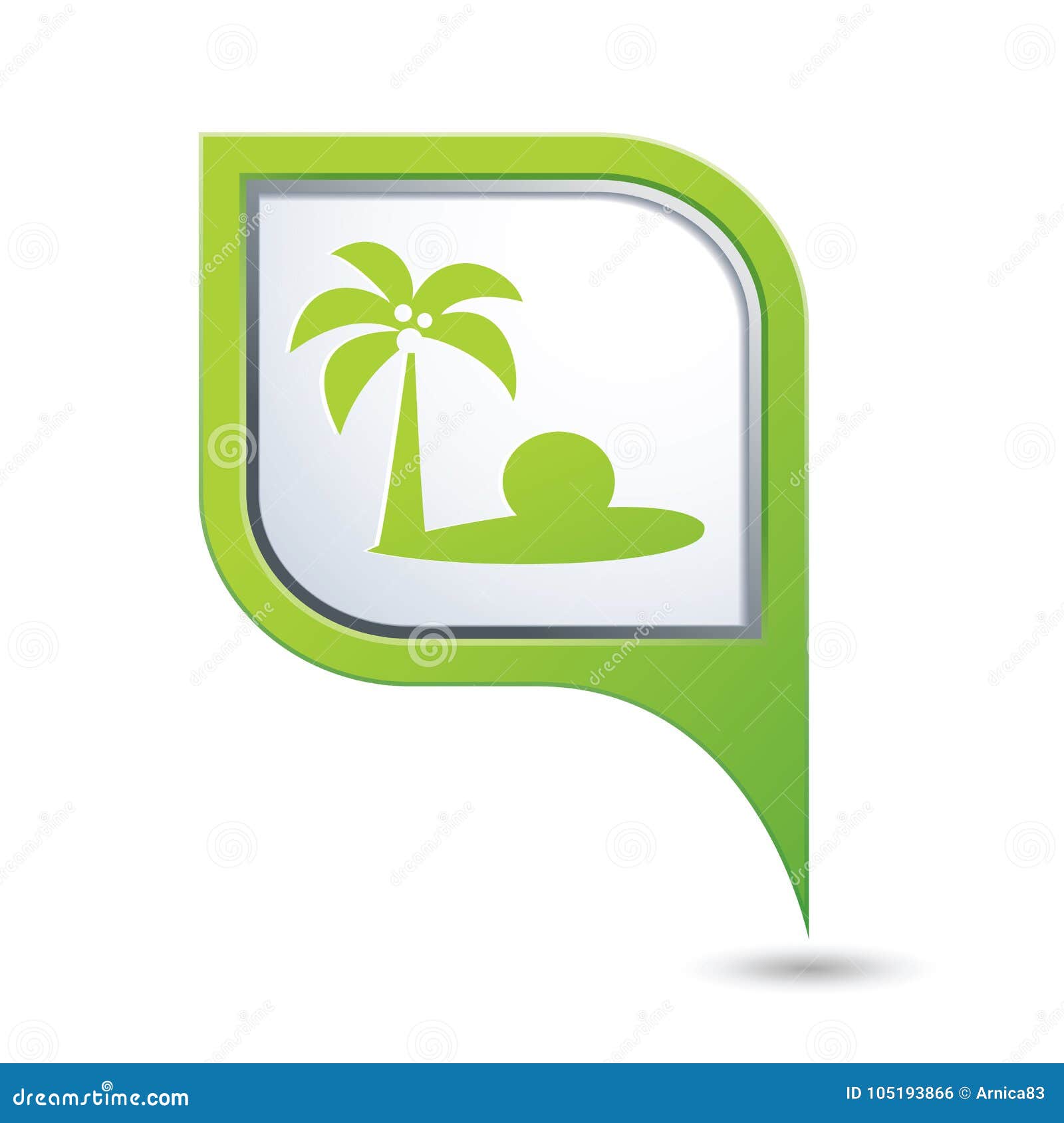 Beach icon on map pointer stock vector. Illustration of object - 105193866