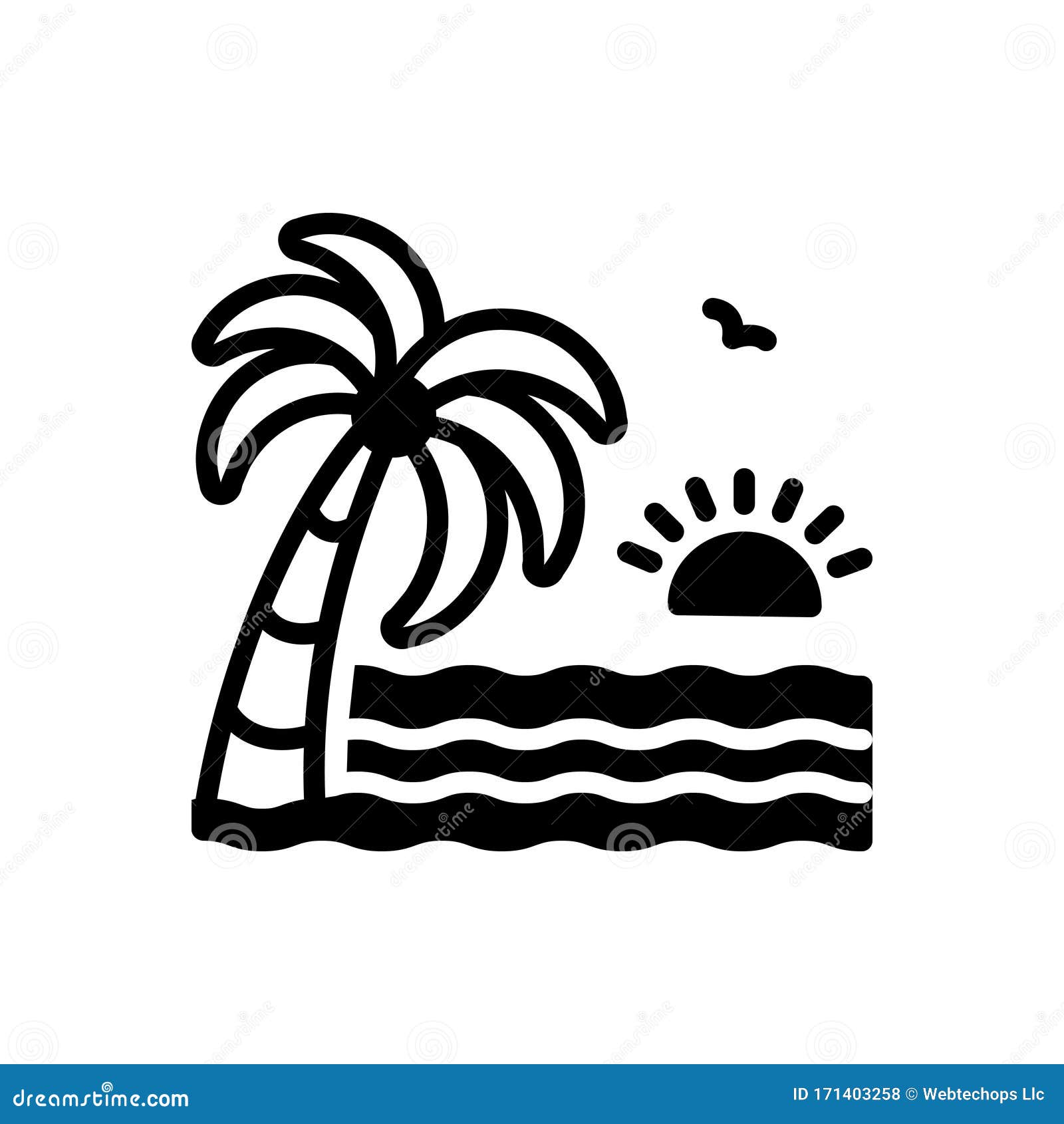 Black Solid Icon for Beach, Sea and Water Stock Vector - Illustration ...