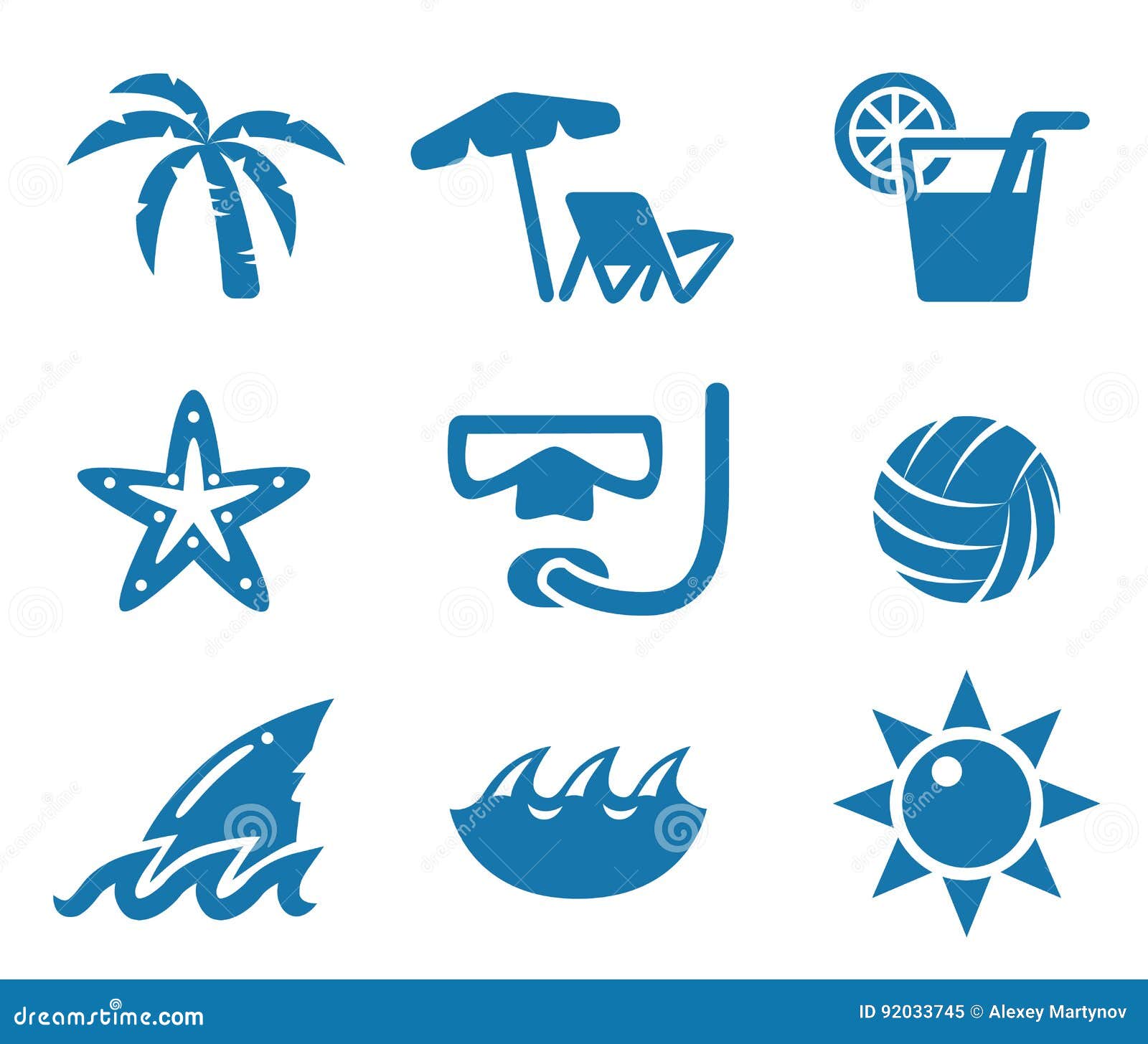 Beach icon set stock vector. Illustration of isolated - 92033745
