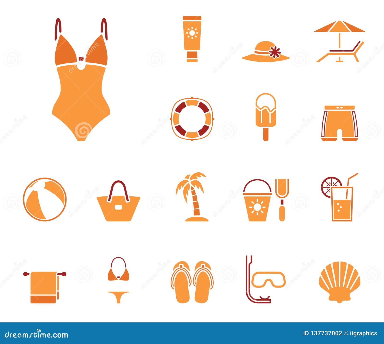 Beach icon set stock vector. Illustration of flip, sign - 137737002