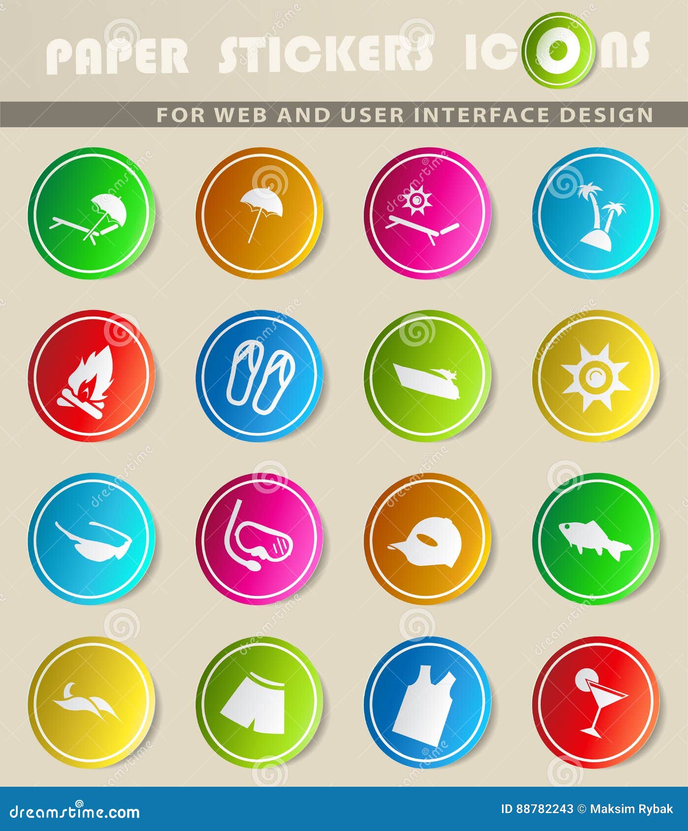 Beach icon set stock illustration. Illustration of symbol - 88782243