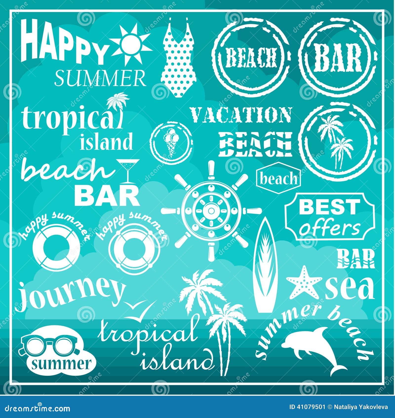 Beach icon set stock vector. Illustration of island, advertisement ...