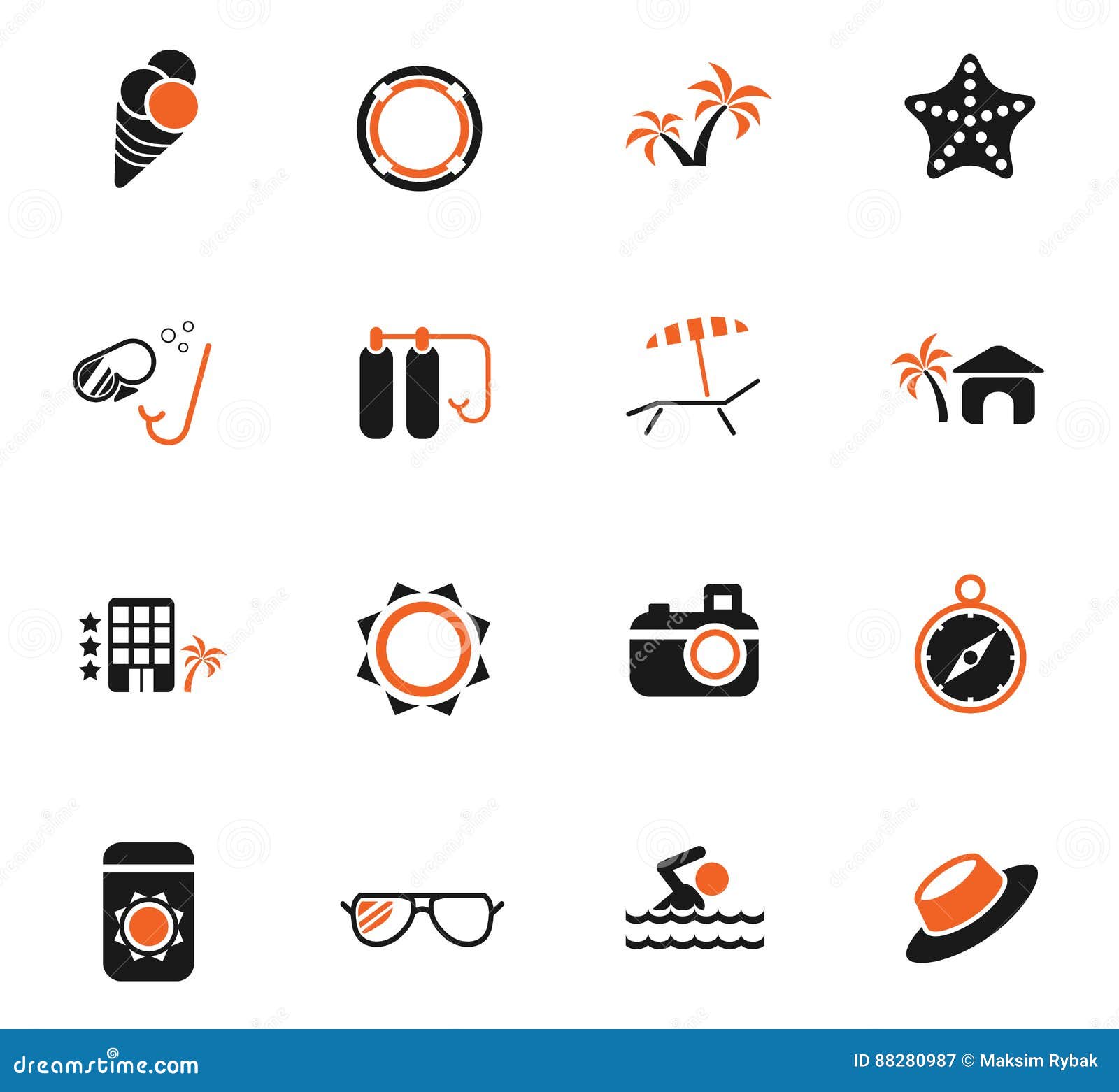 Beach icon set stock illustration. Illustration of compass - 88280987