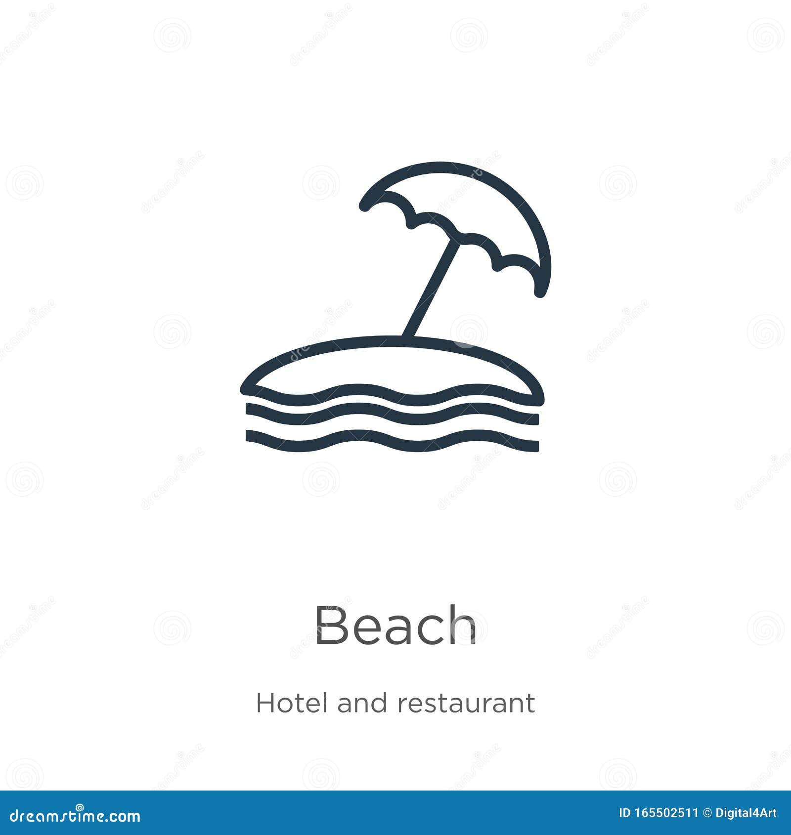 Beach Icon. Thin Linear Beach Outline Icon Isolated on White Background ...