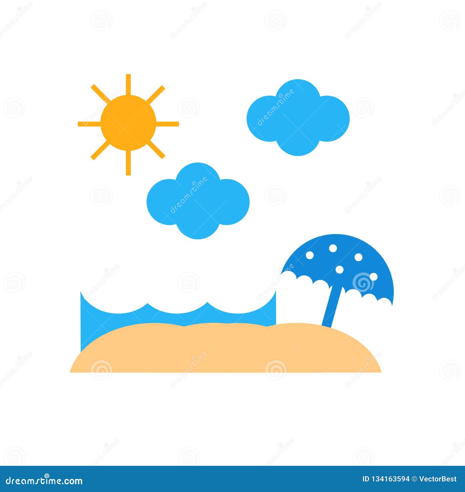 Beach Icon Vector Sign and Symbol Isolated on White Background Stock ...