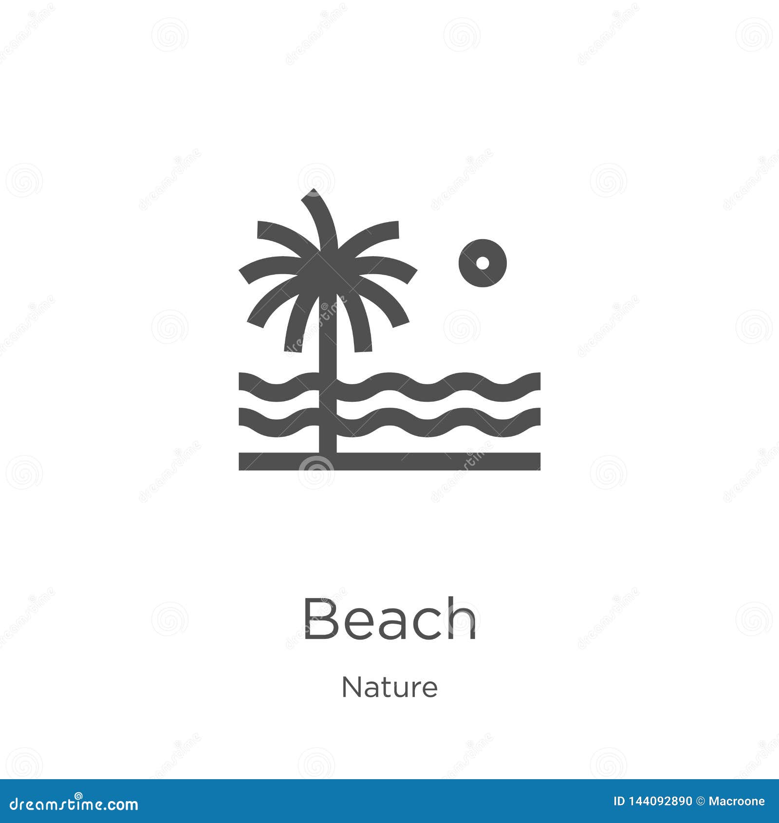 Beach Icon Vector from Nature Collection. Thin Line Beach Outline Icon ...