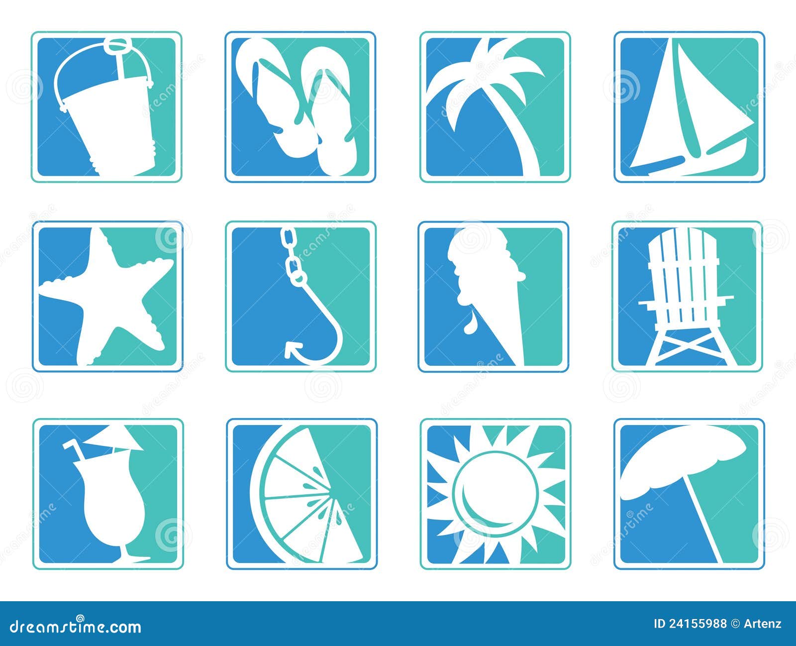 Beach icons stock vector. Illustration of ocean, marine - 24155988