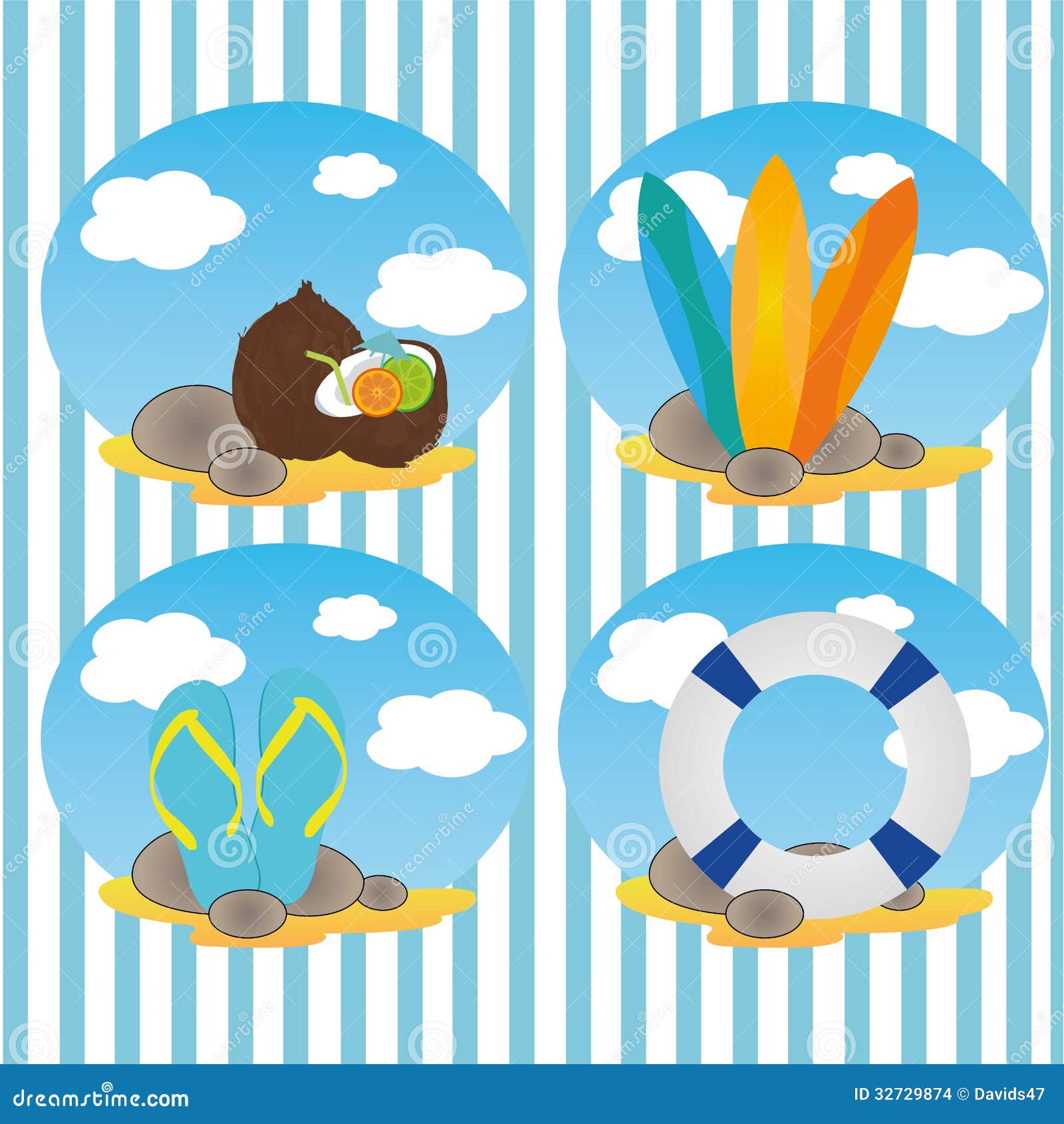 Beach icons stock vector. Illustration of outdoors, collection - 32729874