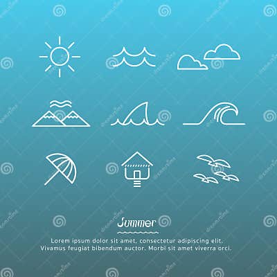 Beach icons design set stock vector. Illustration of icons - 142696431