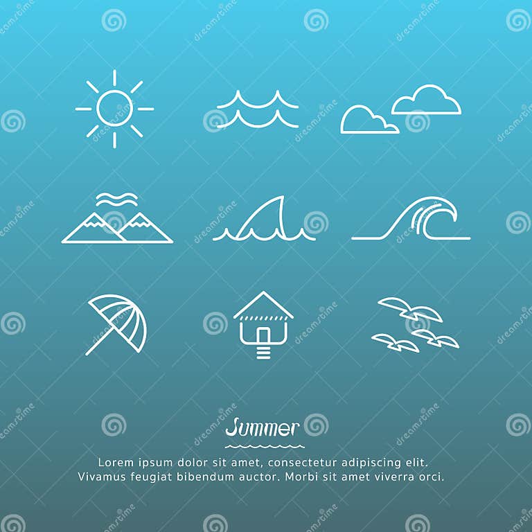 Beach icons design set stock vector. Illustration of icons - 142696431