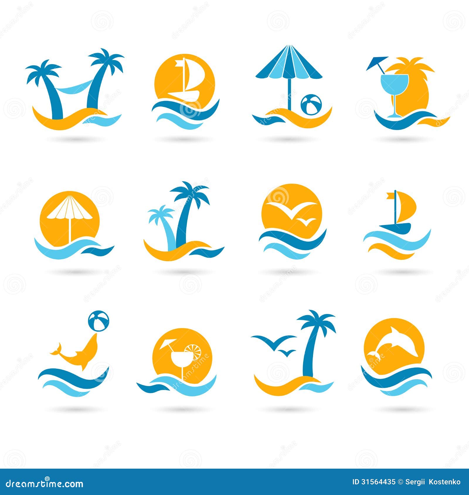 Beach icons stock vector. Illustration of coconut, beauty - 31564435