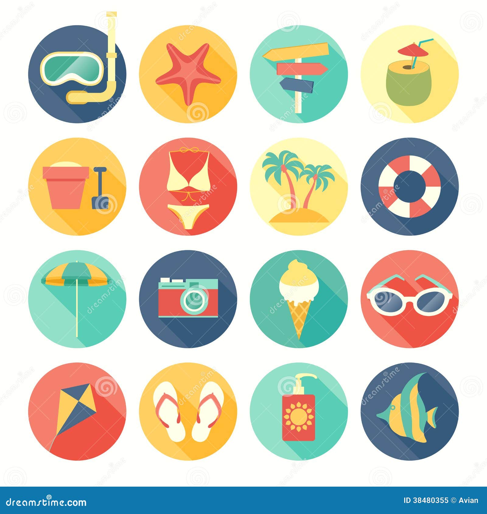 Beach icons set. stock vector. Illustration of ocean - 38480355
