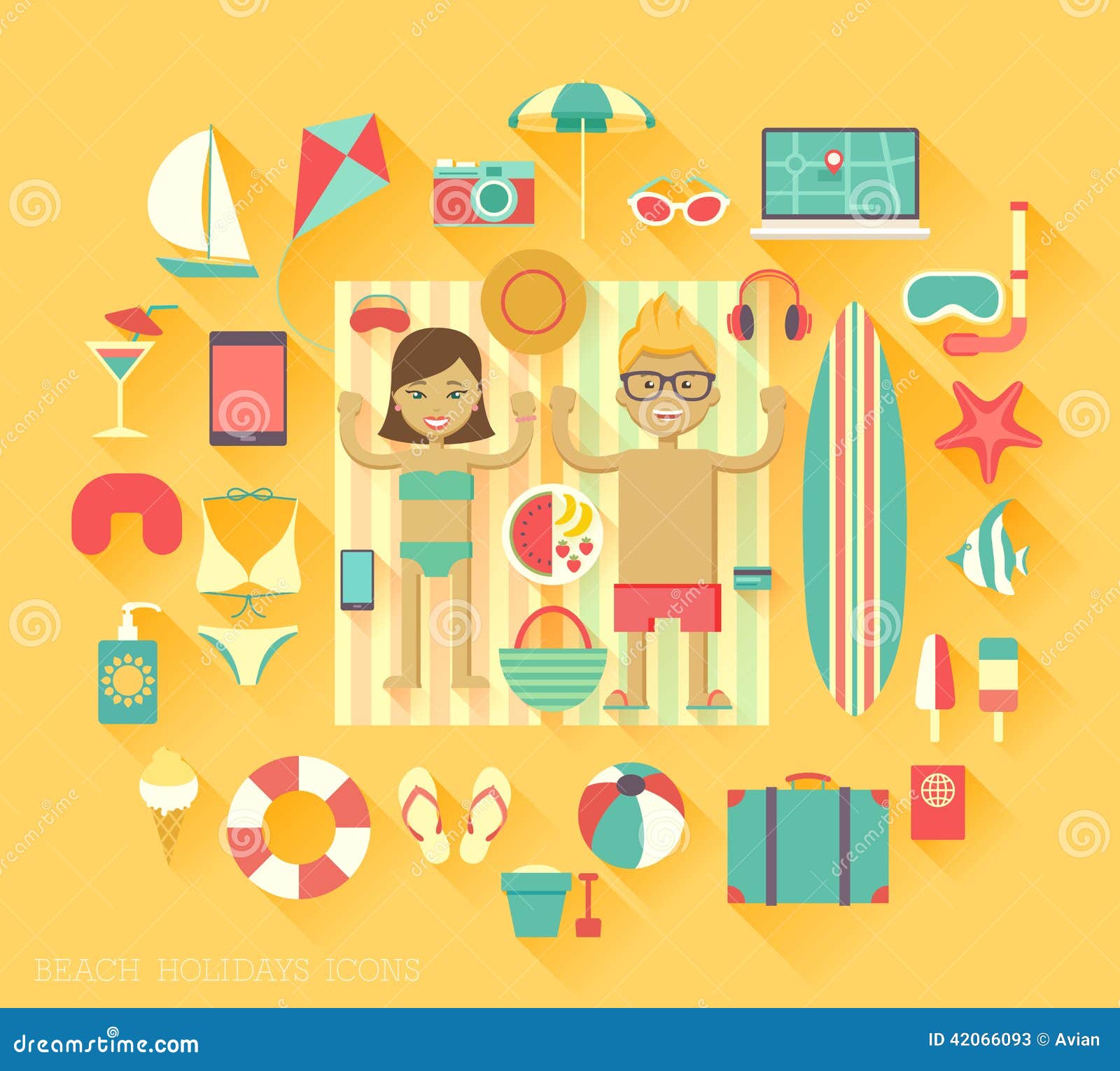 Beach icons set. stock vector. Illustration of internet - 42066093