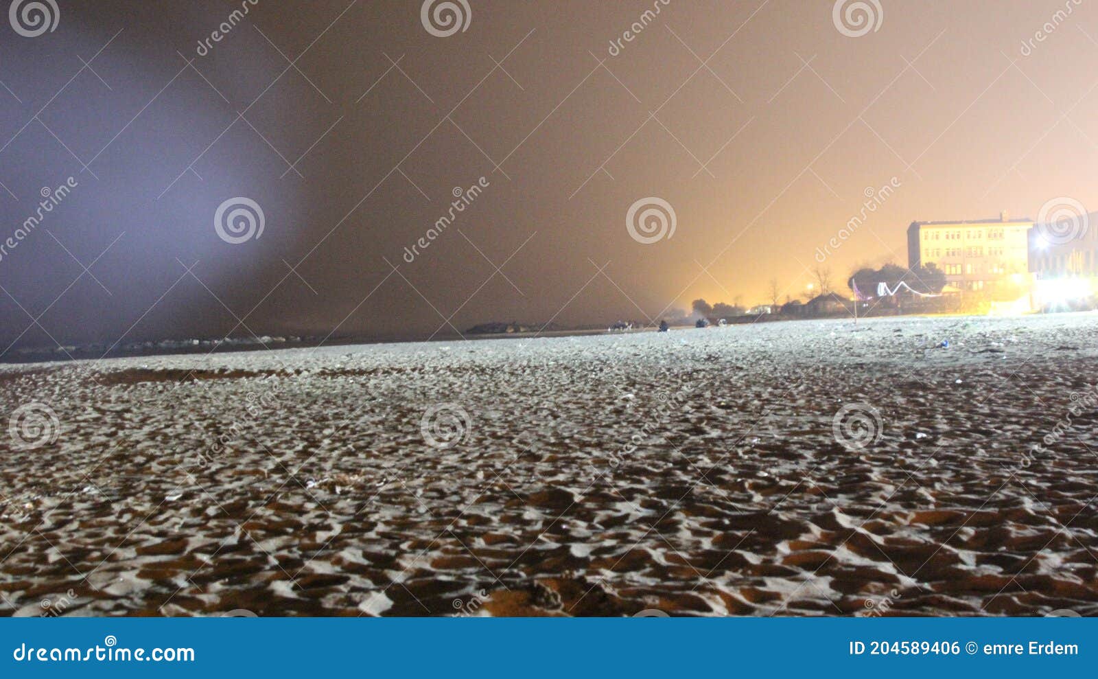 The Beach is Illuminated at Midnight Stock Photo - Image of oceanside ...
