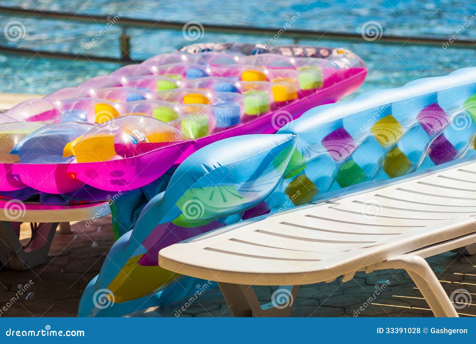 Beach Inflatable Mattress on the Edge of the Pools. Stock Photo - Image ...